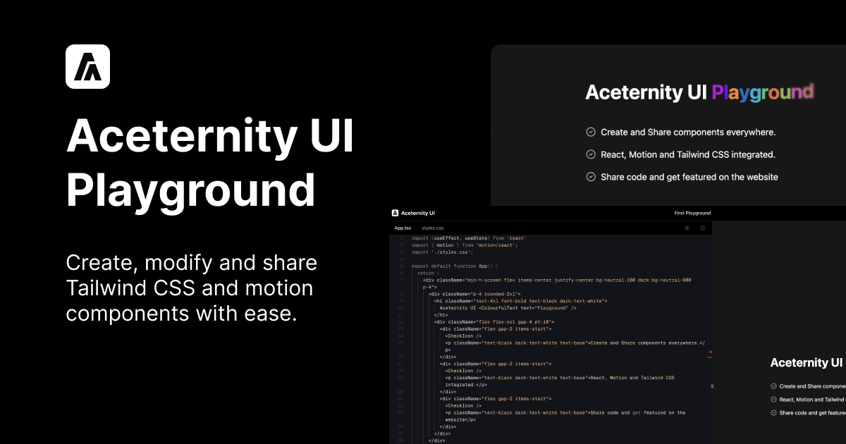 New Playground - Code Snippet Playground at Aceternity UI